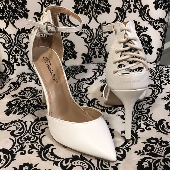 Shoes | New White Pointed Toe Ankle Strap Heels | Poshmark